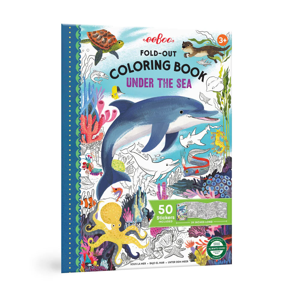 Under the Sea Fold-Out Coloring Book – Monkey Fish Toys