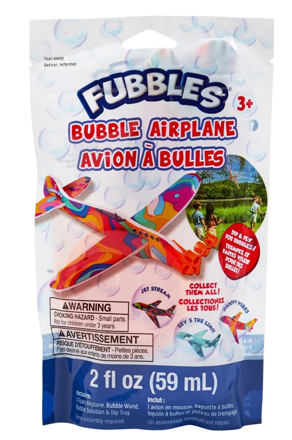 Fubbles® Bubble Airplane (Single Plane/Styles May Vary) – Monkey Fish Toys